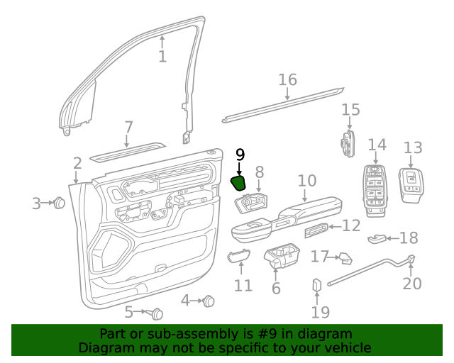 2019-2020 Ram 1500 Handle Cover 5YJ57TX7AA | TascaParts.com