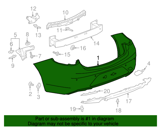 2018-2020 Buick Regal Sportback Rear Bumper Fascia 39211016 | GM Parts ...