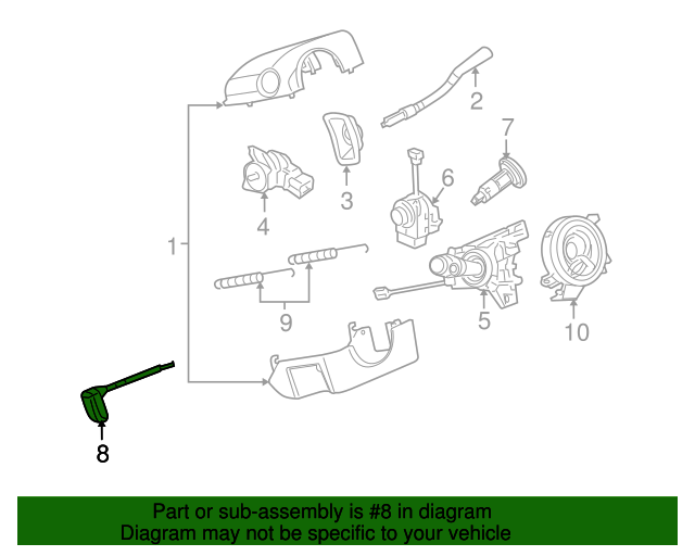 2005-2008 GM Lever Assembly, Strg Col Tilt Whl Rel 88963454 ...