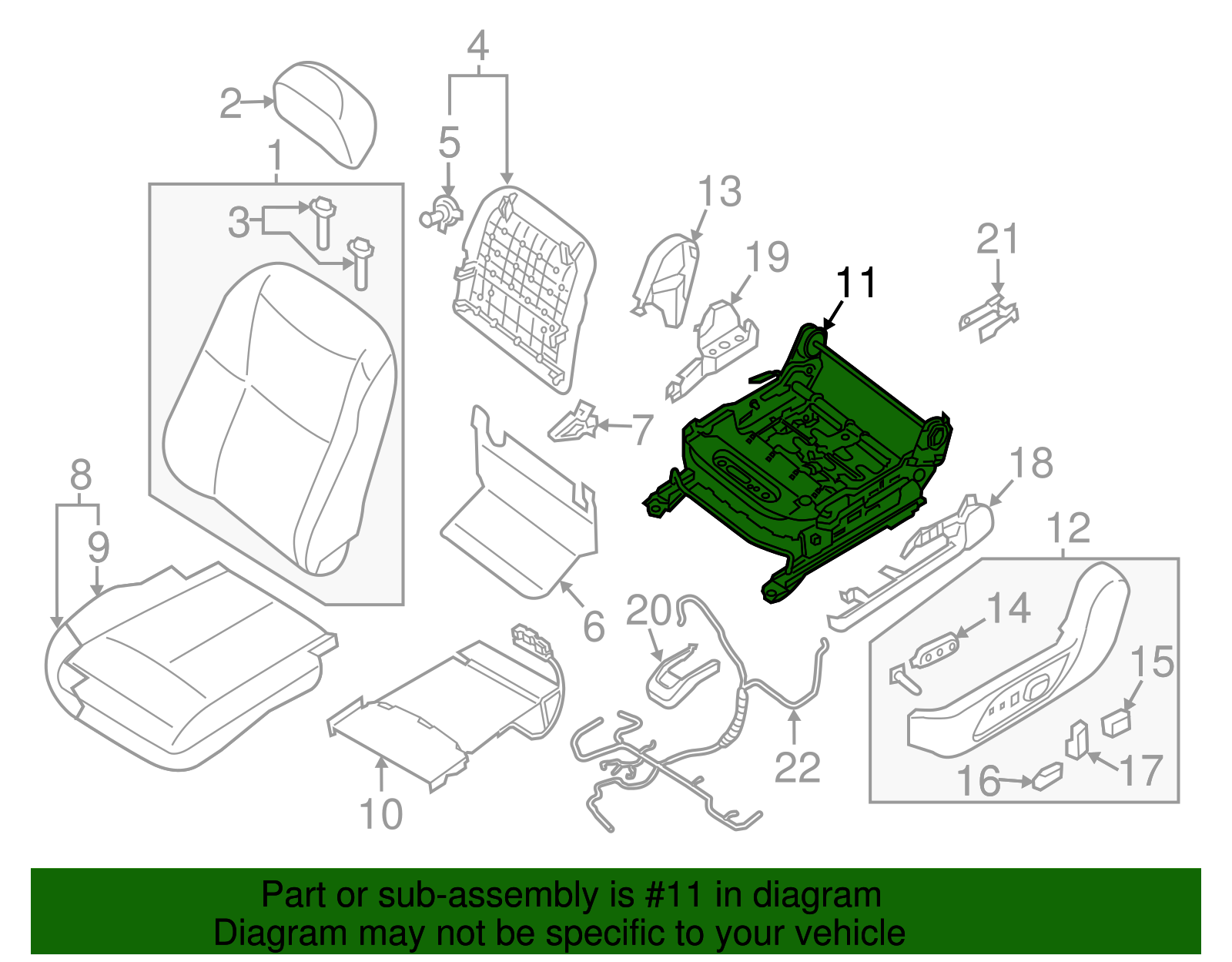 2013-2014 Nissan Altima Cushion Frame 87351-3TD6A | Bill Kay Nissan Parts