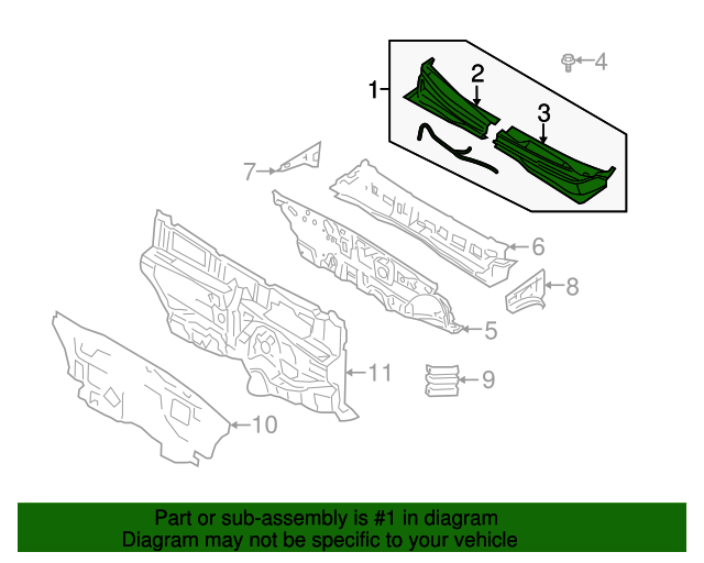 86150-1G050 - Cowl Grille 2006-2011 Kia | Kia.Parts Store