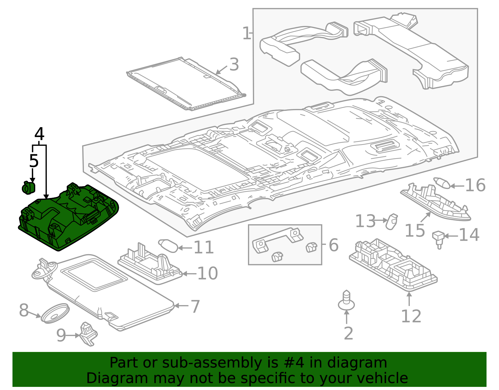 2020-2022 Toyota Highlander Map Lamp Assembly 63650-0E401-B0 | OEM ...