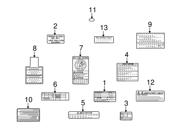 98590-79920 - Air Bag Label - 2006-2020 Nissan | World OEM Parts Nissan