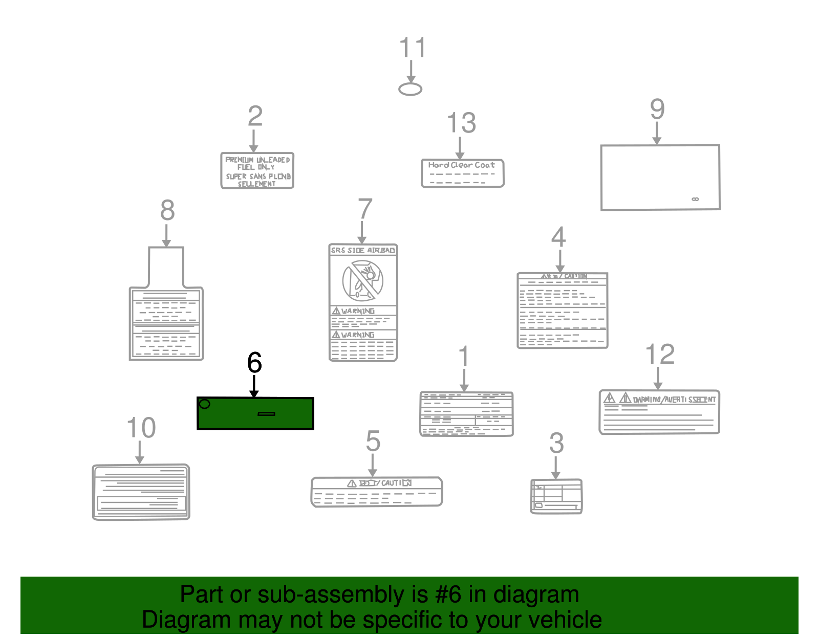 99090-62B1A - 2014-2024 Nissan GT-R - Tire Info Label | Anicra Nissan Parts
