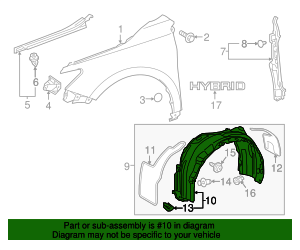 2015-2017 Toyota Camry Fender Liner 53876-06200 | OEM Parts Online