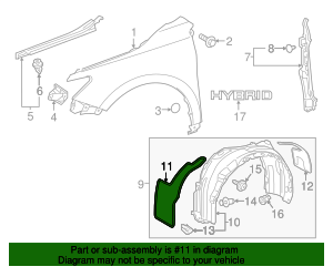 53888-06110 - Fender Liner Front Seal 2015-2018 Toyota | Longo Toyota Parts