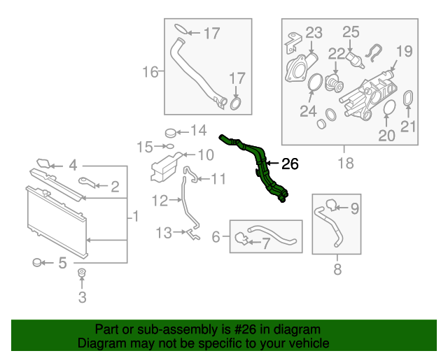 25470-2G000 - Engine Coolant Hose 2010-2016 Hyundai | AutoNationParts.com