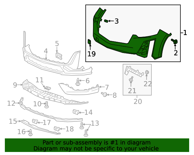 84772468 - Front Bumper Upper Fascia 2020-2024 Cadillac XT6 | Chevrolet ...