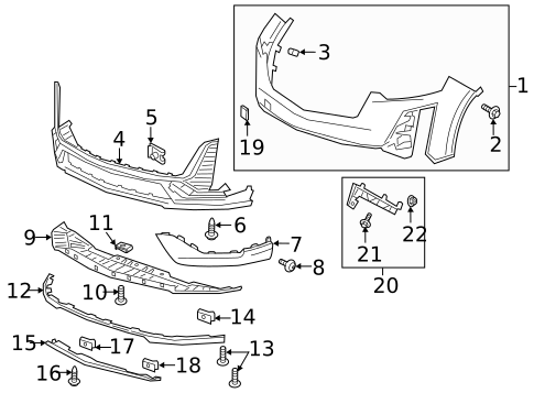Bumper & Components - Front for 2020 Cadillac XT6 | GMPartsDirect.com