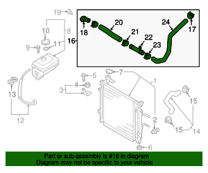 2016-2020 Kia Optima Lower Hose 25415-C1100 Kia Parts Store Kia ...