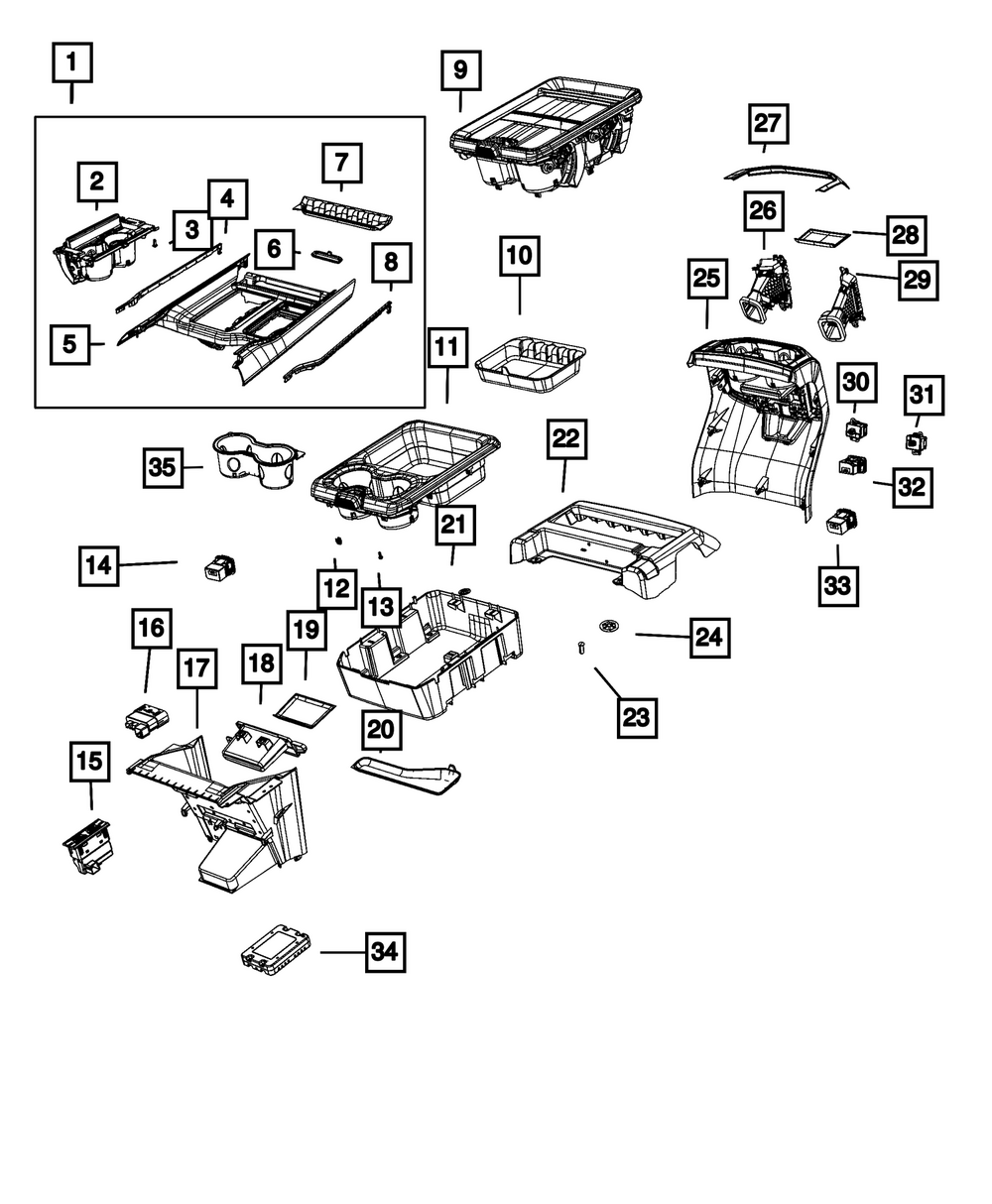 2019-2024 Ram Center Console Bezel 6SL85AAAAA | Retail Performance Auto ...