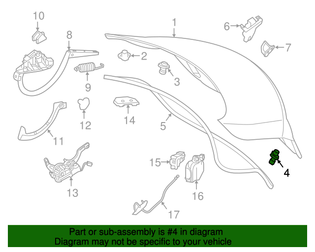 205-750-02-89 - Trunk Lid Bumper 2017-2023 Mercedes-Benz | Mercedes ...