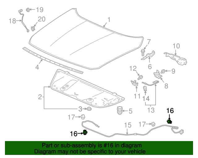 90684-TVA-A01 - Release Cable Clip 2018-2022 Honda Accord | Honda Parts ...