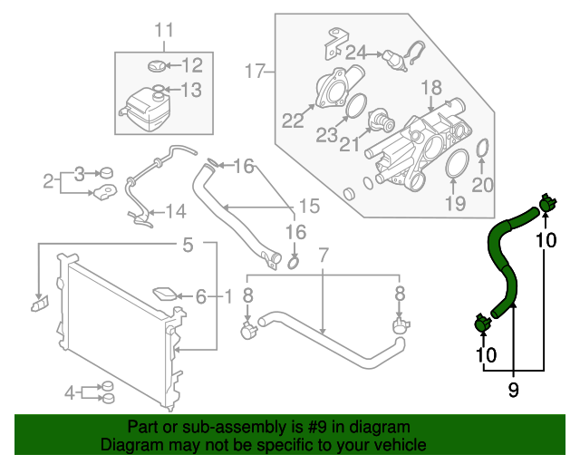 25412-2S100 - Radiator Coolant Hose 2010-2013 Hyundai Tucson ...