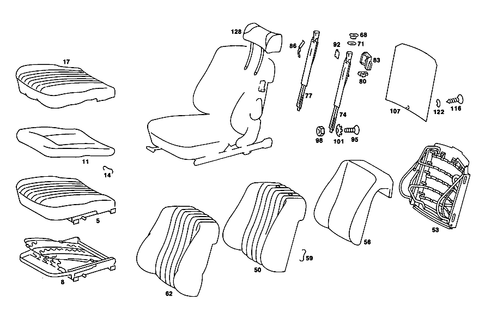 Front Seat and Headrest for 1988 Mercedes-Benz 560SL | MB Parts Center