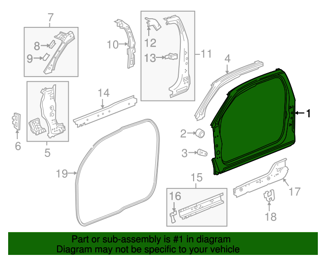 2015-2022 GM Driver Side Outer Body Side Panel 23452460 GM ...