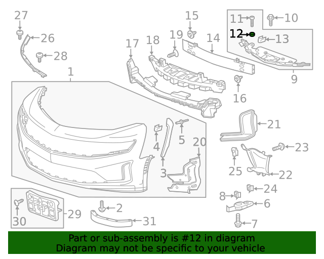 2016-2025 GM Front Bumper Fascia Center Support Bracket Spacer 23403963 ...