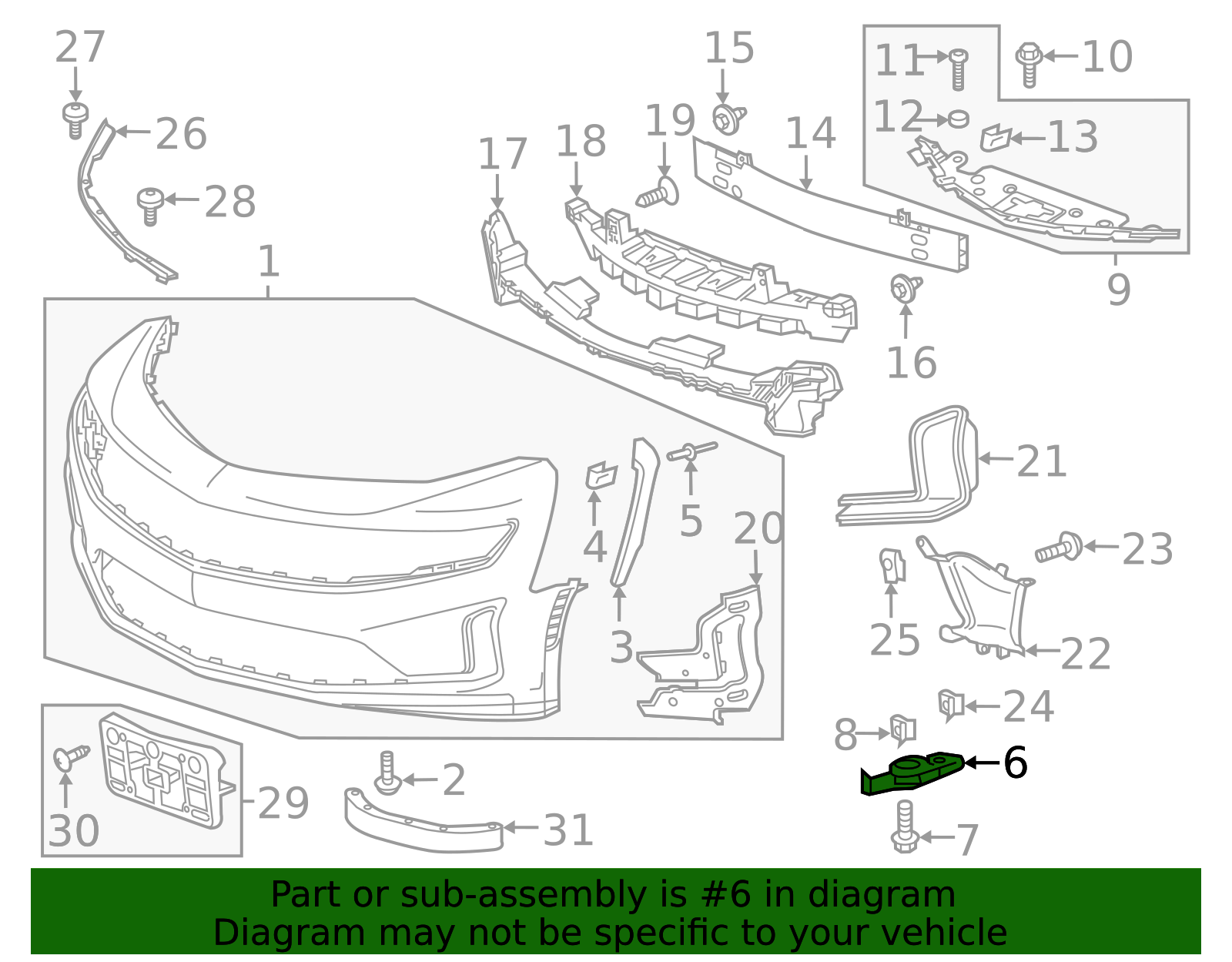 84061551 - Front Bumper Fascia Guide Reinforcement 2016-2024 Chevrolet ...