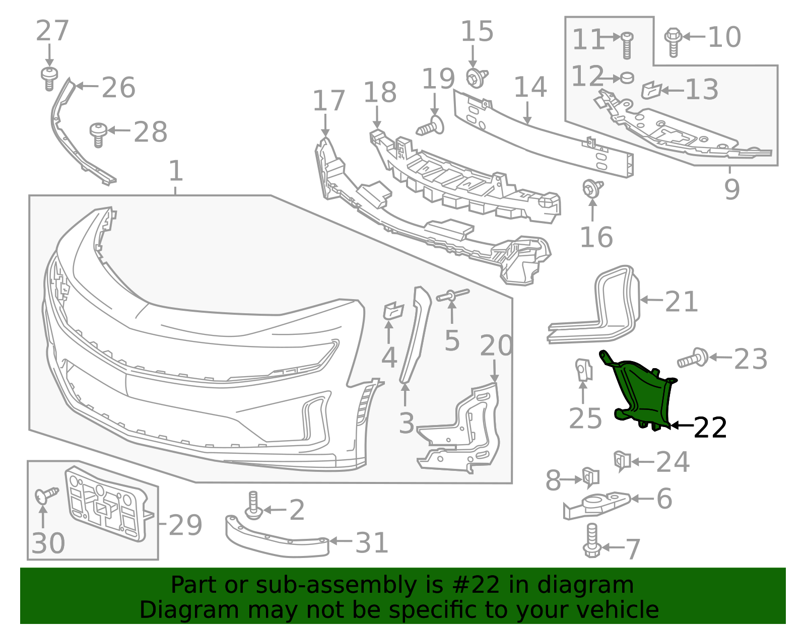 2019-2024 Chevrolet Camaro Front Driver Side Bumper Fascia Outer Air ...