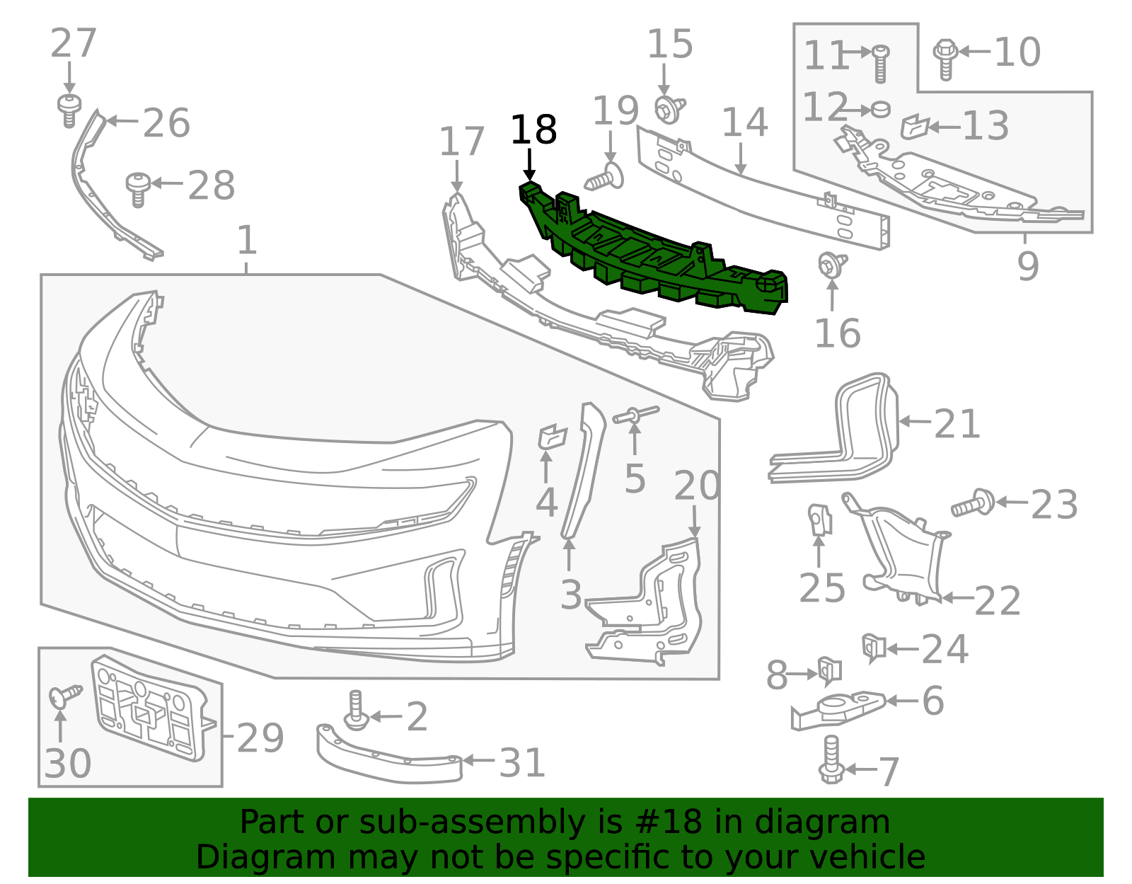 2016-2024 Chevrolet Camaro Front Bumper Fascia Energy Absorber 84726053 ...