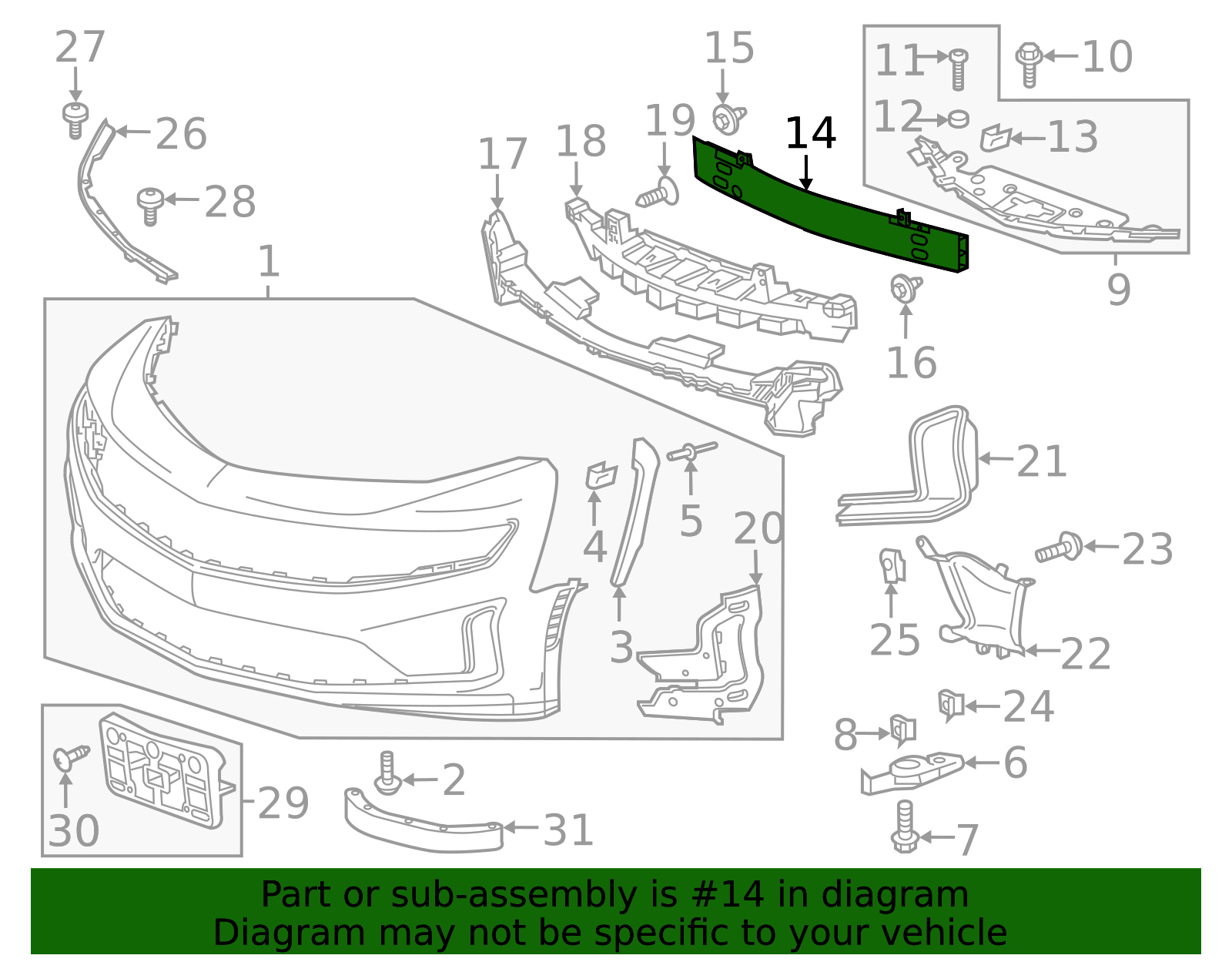 84639874 - Front Bumper Impact Bar 2016-2024 Chevrolet Camaro | GM ...