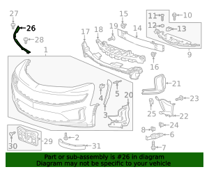 84058354 - Front Bumper Fascia Upper Molding 2016-2024 Chevrolet Camaro ...