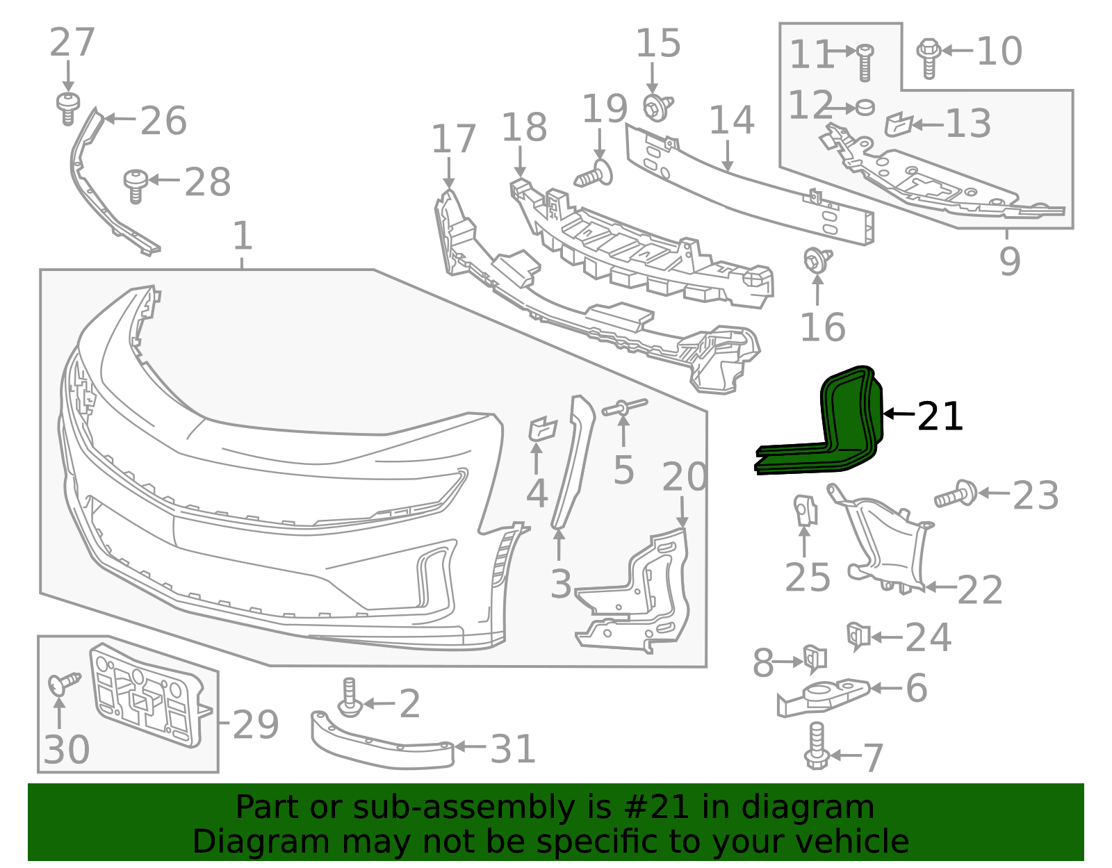 84112304 - Front Driver Side Outer Grille Opening Bezel 2019-2024 ...