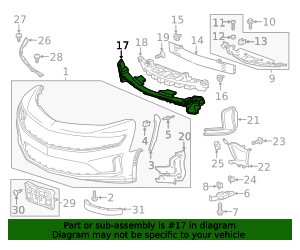 2019-2024 Chevrolet Camaro Front Bumper Fascia Energy Absorber 84112320 ...