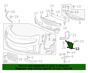 2019-2023 Chevrolet Camaro Front Passenger Side Bumper Fascia Outer Air ...