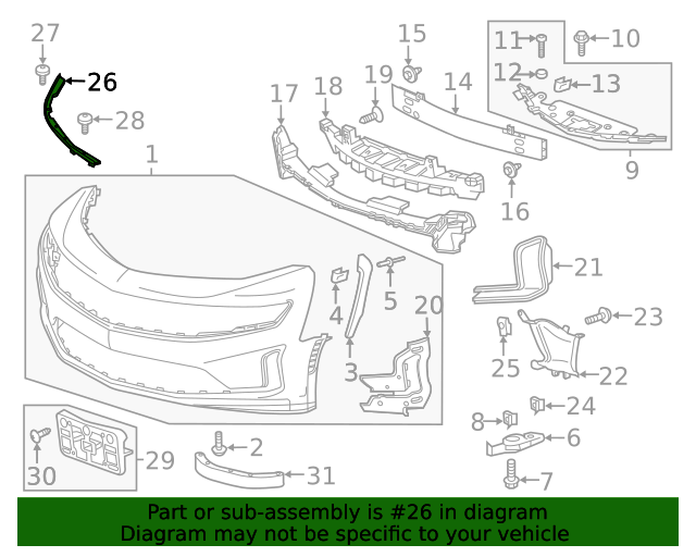 84058354 - Front Bumper Fascia Upper Molding 2016-2024 Chevrolet Camaro ...