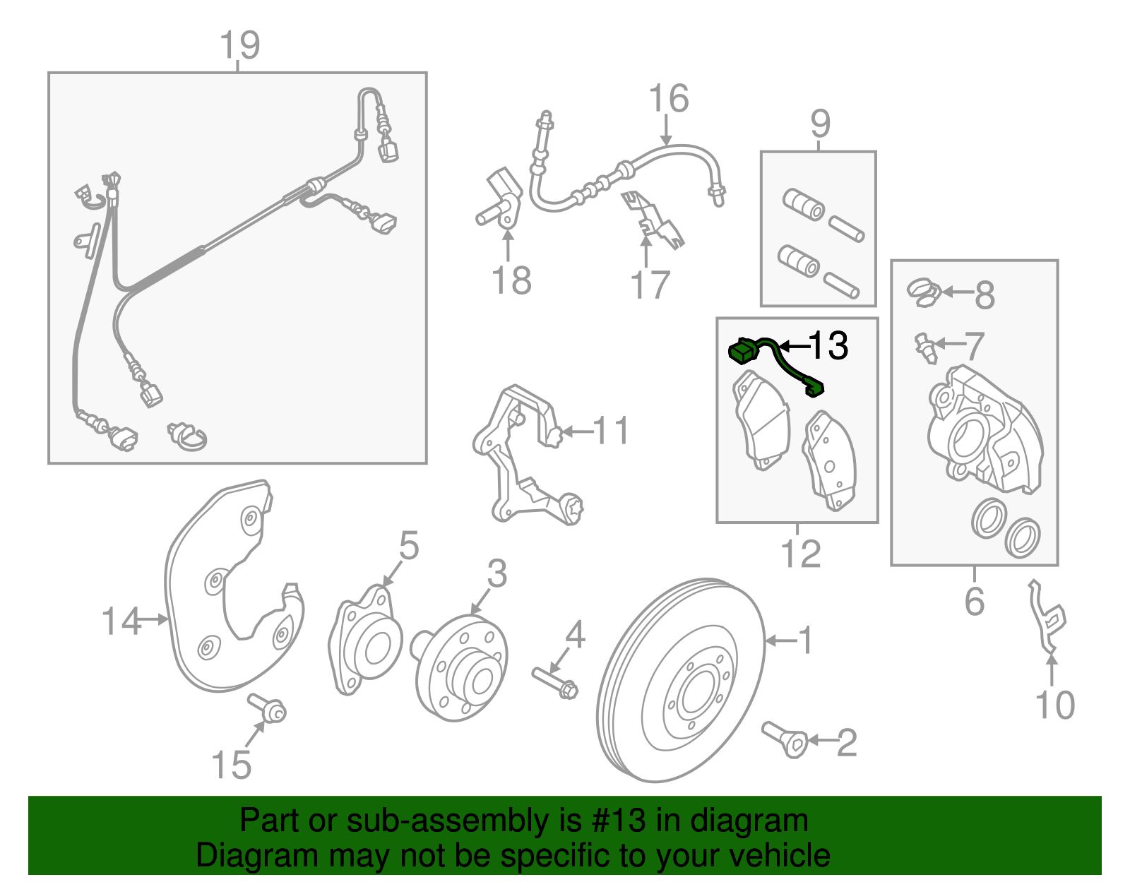 2008-2017 Audi Brake Sensor (1) 4G0-615-121-B | Audi USA Parts