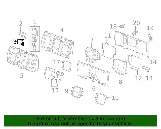 2019-2023 GM Black Rear Seat Head Restraint Guide 84670314 ...