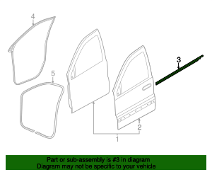 68257258AE - Rear Door Belt Outer Weatherstrip Right - 2016-2020 Jeep ...