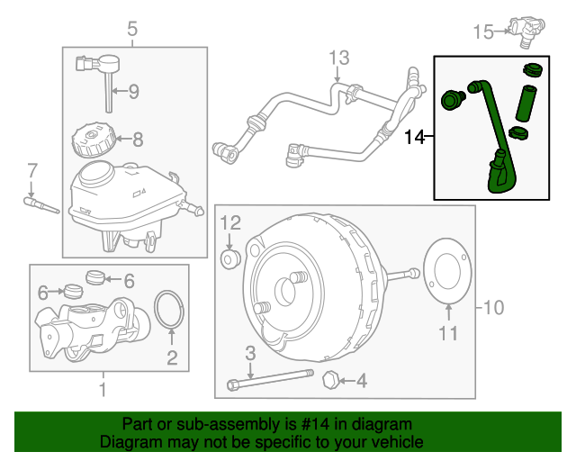 2013-2016 Chevrolet Power Brake Booster Vacuum Pipe Assembly 23183114 ...