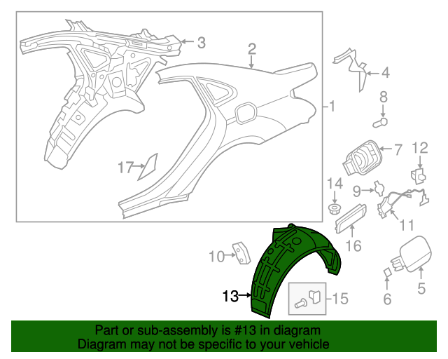 2011-2013 Hyundai Equus Wheelhouse Liner 86821-3N000 | OEM Parts Online
