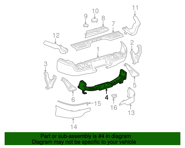 52043-04010 - Bumper Face Bar Reinforcement Beam (Rear) - 2005-2015 ...