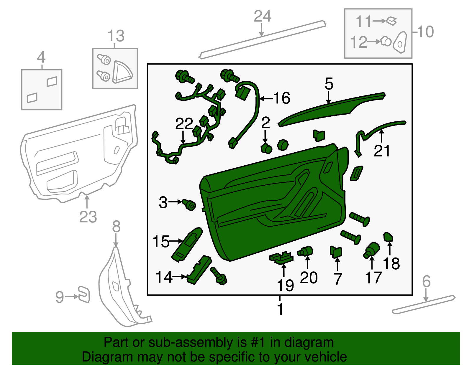 22815728 - Light Cashmere Front Passenger Side Door Trim 2012-2013 ...