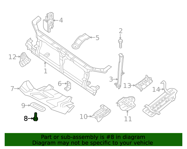 2000-2024 Nissan Radiator Support Splash Shield Bolt 08146-6162H ...