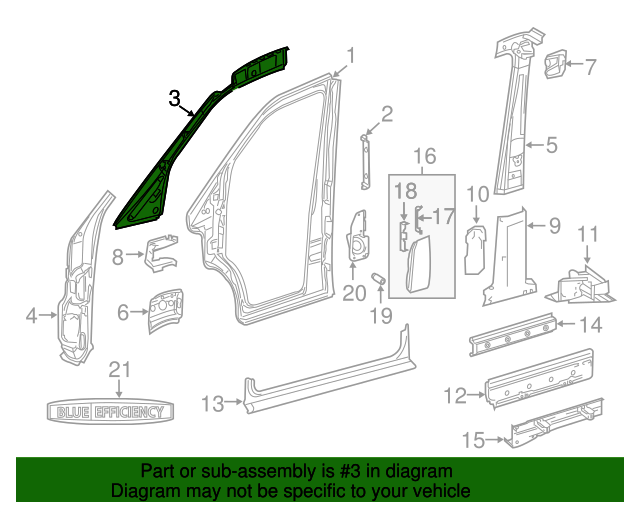 906-630-05-06 - Windshield Pillar 2010-2018 Mercedes-Benz | Mercedes ...