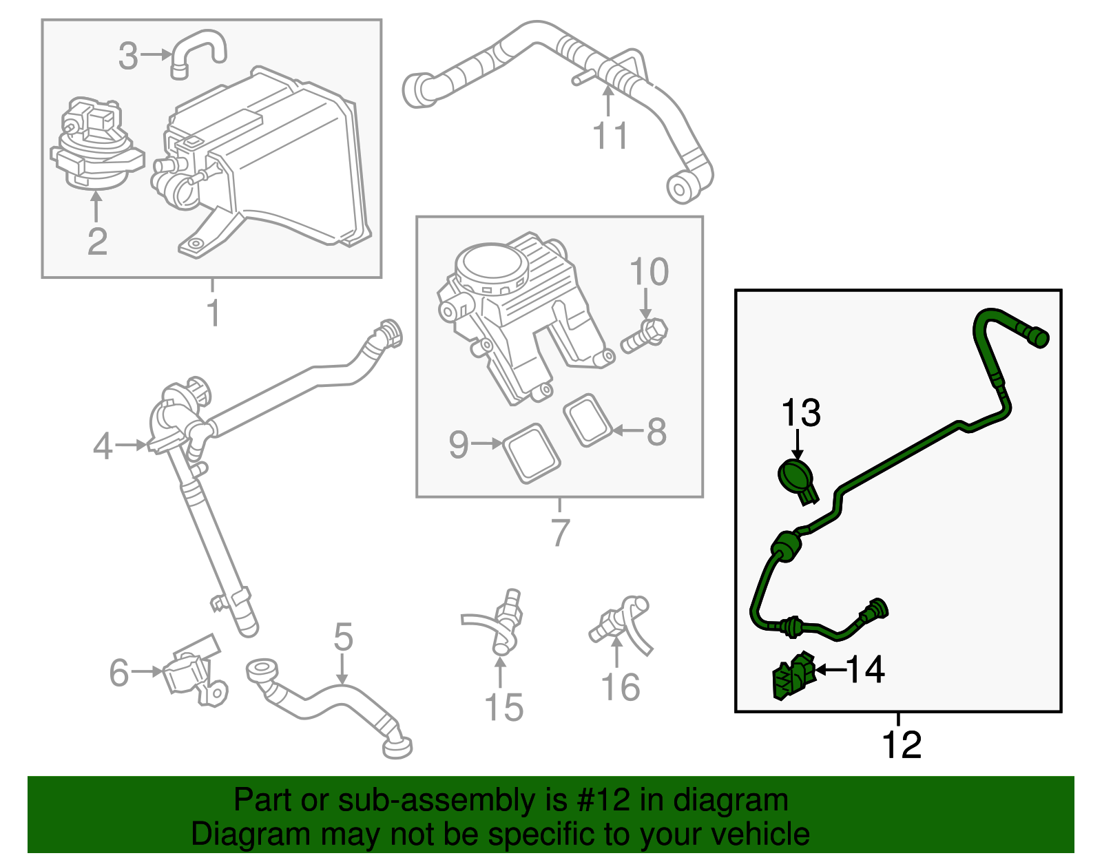2011-2014 Porsche Cayenne Evaporative Emissions System Lines 948-110 ...