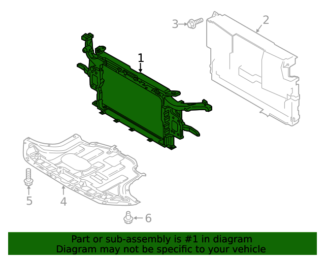 64101-K4500 - Radiator Support Panel - 2022-2023 Hyundai Kona Electric ...
