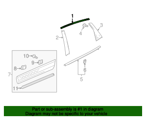 72965-TP6-A01 - Upper Molding 2010-2015 Honda | Honda Parts Online