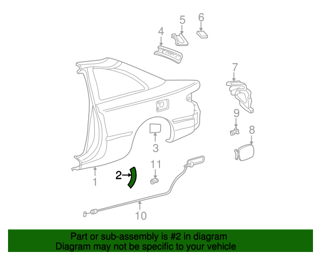 1999-2003 Toyota Solara Quarter Panel Protector 58748-06010 | Toyota ...