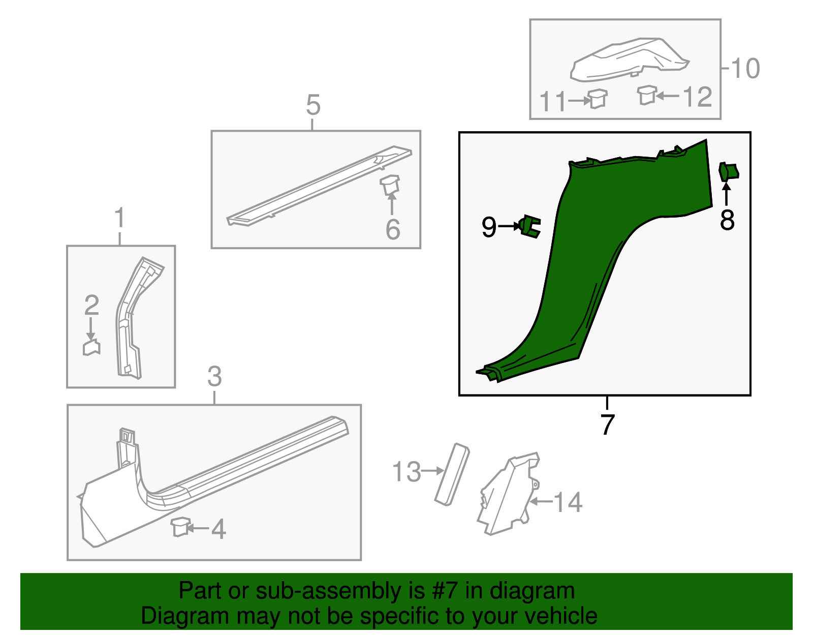 23192968 - Jet Black Passenger Side Body Lock Pillar Trim Panel 2014 ...