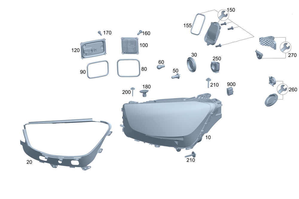 253-820-19-61 - Headlamp Assembly - Left - Halogen 2016-2023 Mercedes ...