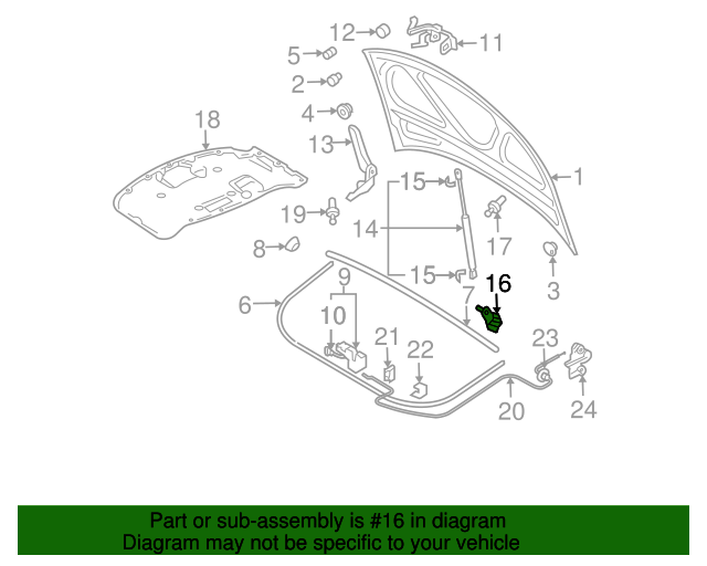 8E0-823-402-B - Hood Lift Support Bracket 2005-2009 Audi ...