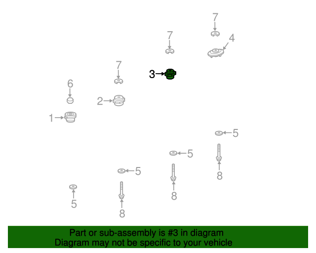 2014-2019 GM Body Mount Upper Location Number 2 Cushion 23248398 GM ...