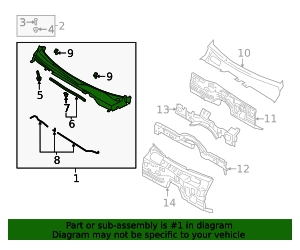 2019-2022 Genesis G70 Cowl Grille 86150-G9000 | QuirkParts