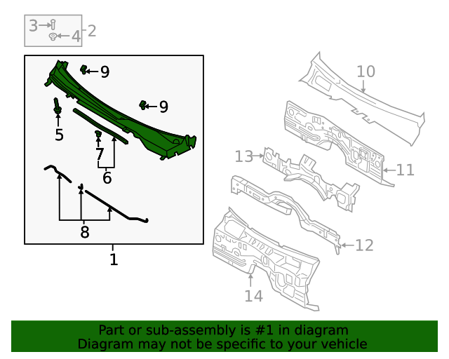2019-2022 Genesis G70 Cowl Grille 86150-G9000 | QuirkParts