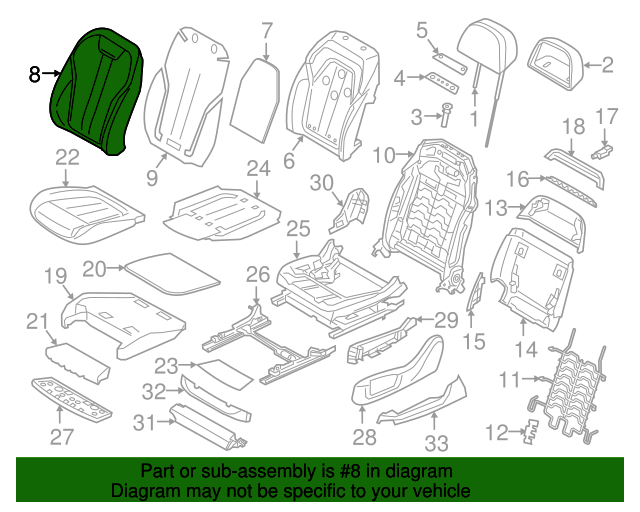 52-10-7-412-724 - Cover, Comfort backrest, perf. lthr, RT 2016-2023 BMW ...